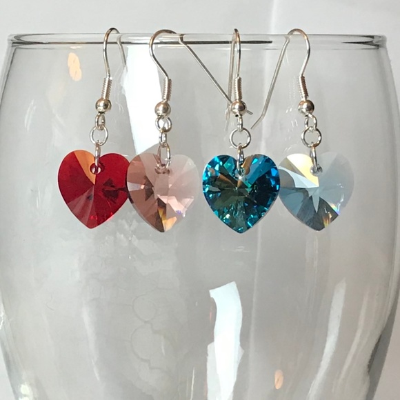 Jewelry | Swarovski Crystal Elements Heart Earrings Sterling | Poshmark